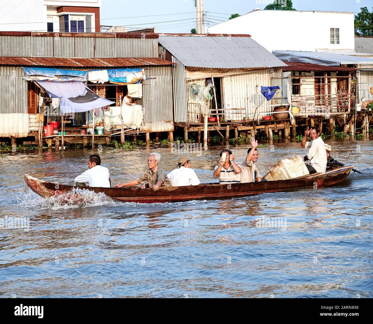 River taxi moving on Mekong River at Sa Dec Stock Photo - Alamy