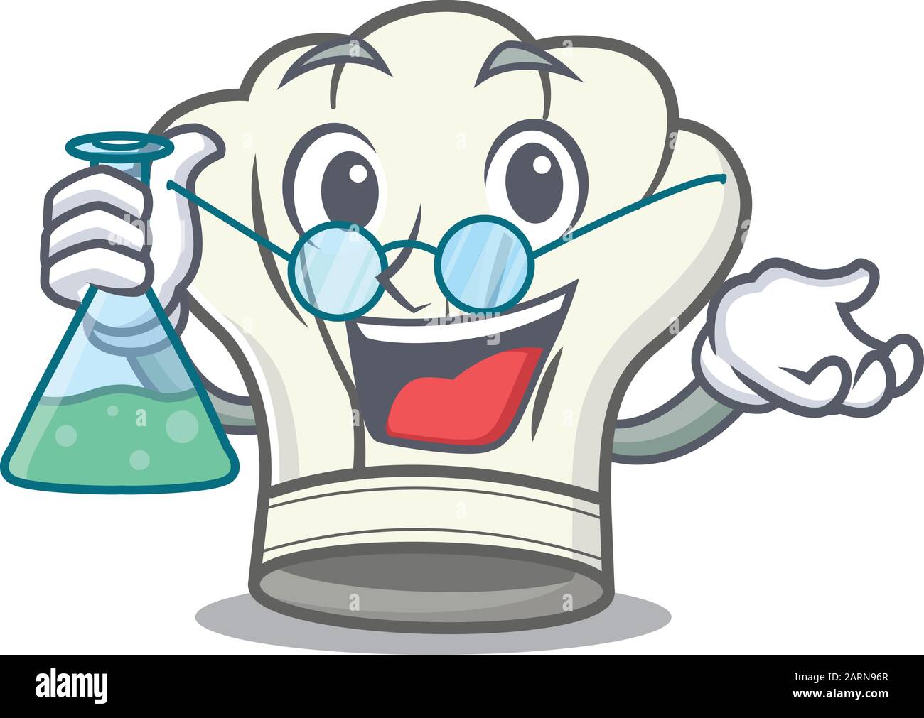 Smart Professor cook hat cartoon character with glass tube Stock Vector ...