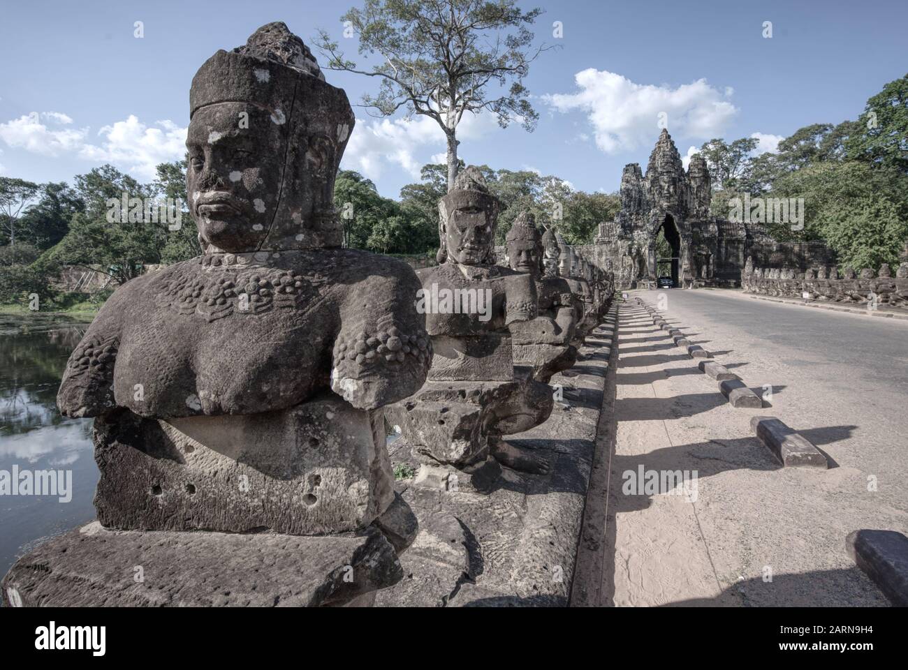 Siem Reap Temple Site. Angkor Wat South Gate. Image of left side of the ...