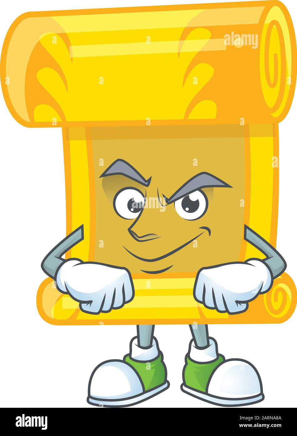 Chinese gold scroll mascot cartoon character style with Smirking face ...