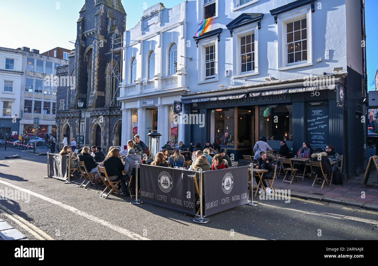 The Trading Post cafe and coffee shop in Ship Street Brighton Stock ...