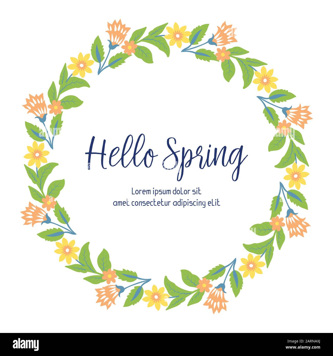 Poster design for hello spring, with elegant style pattern of leaf and ...