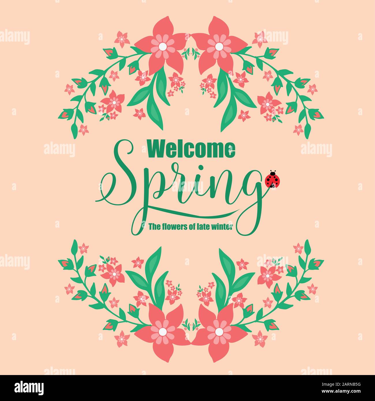 Elegant Pattern of leaf and flower frame, for welcome spring invitation ...
