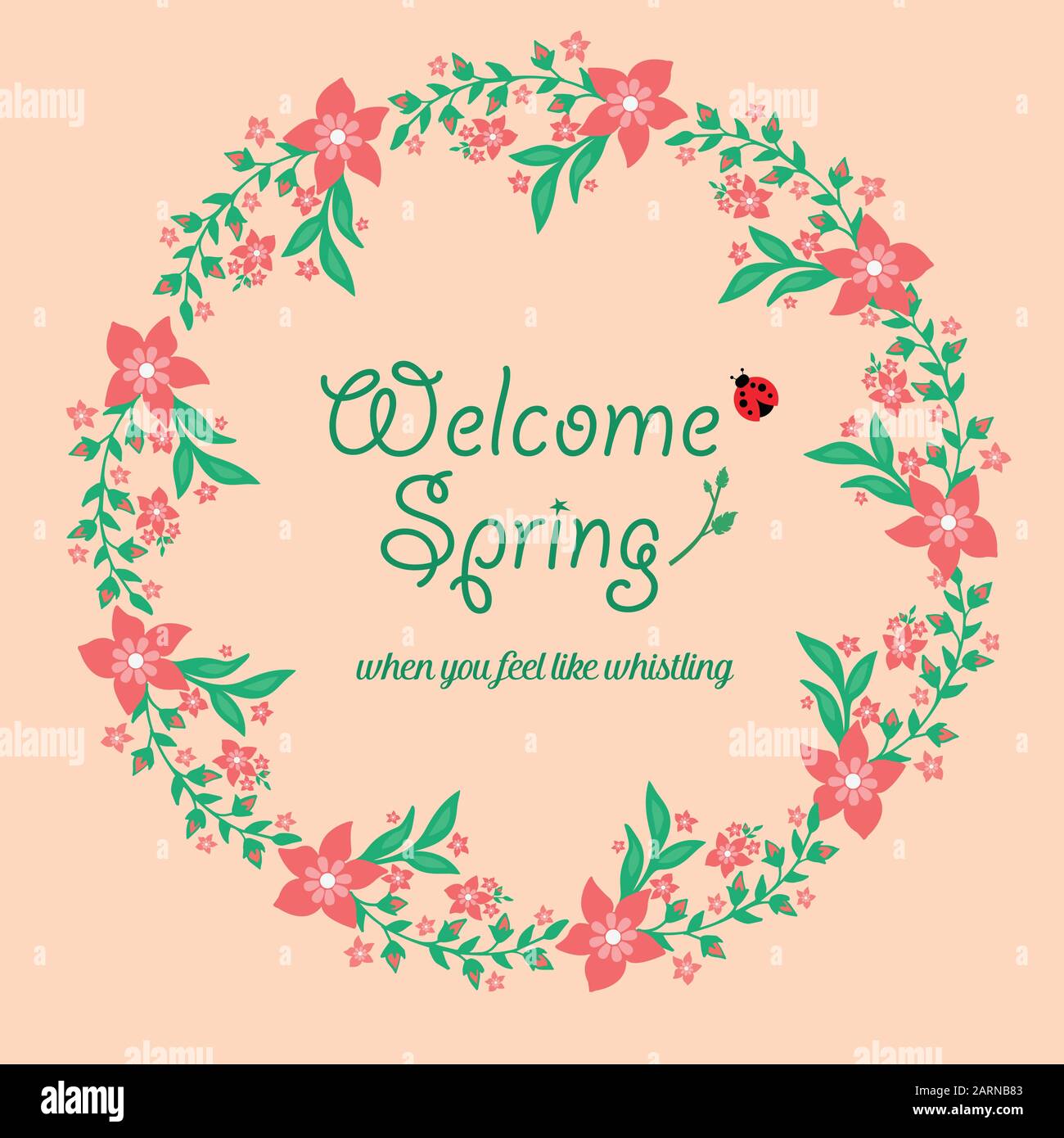 Unique Element design of leaves and red floral frame, for welcome ...