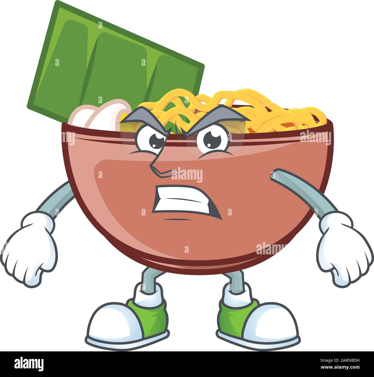 cartoon character of bowl of noodle with angry face Stock Vector Image ...