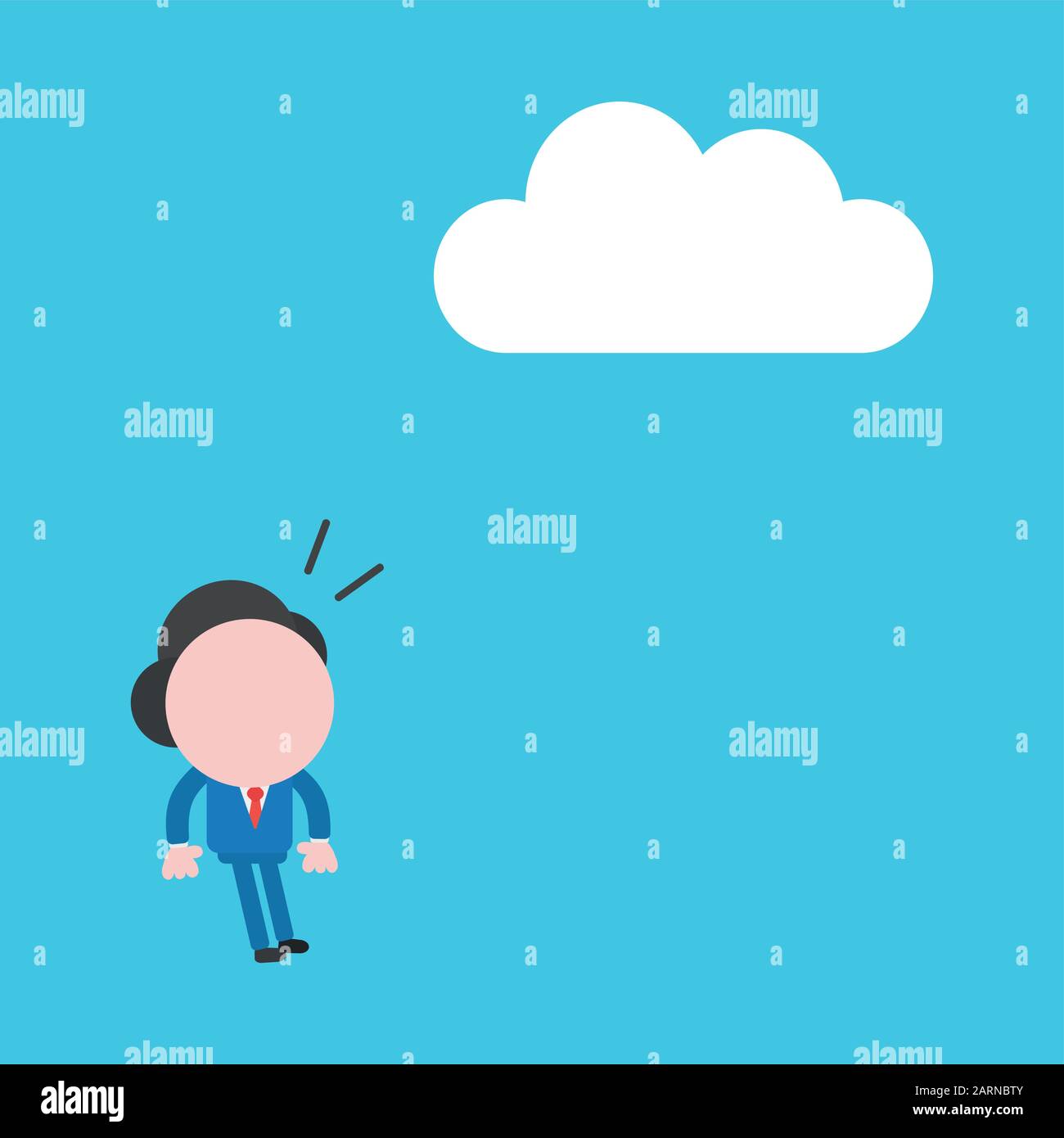 Vector cartoon illustration concept of surprised faceless businessman ...