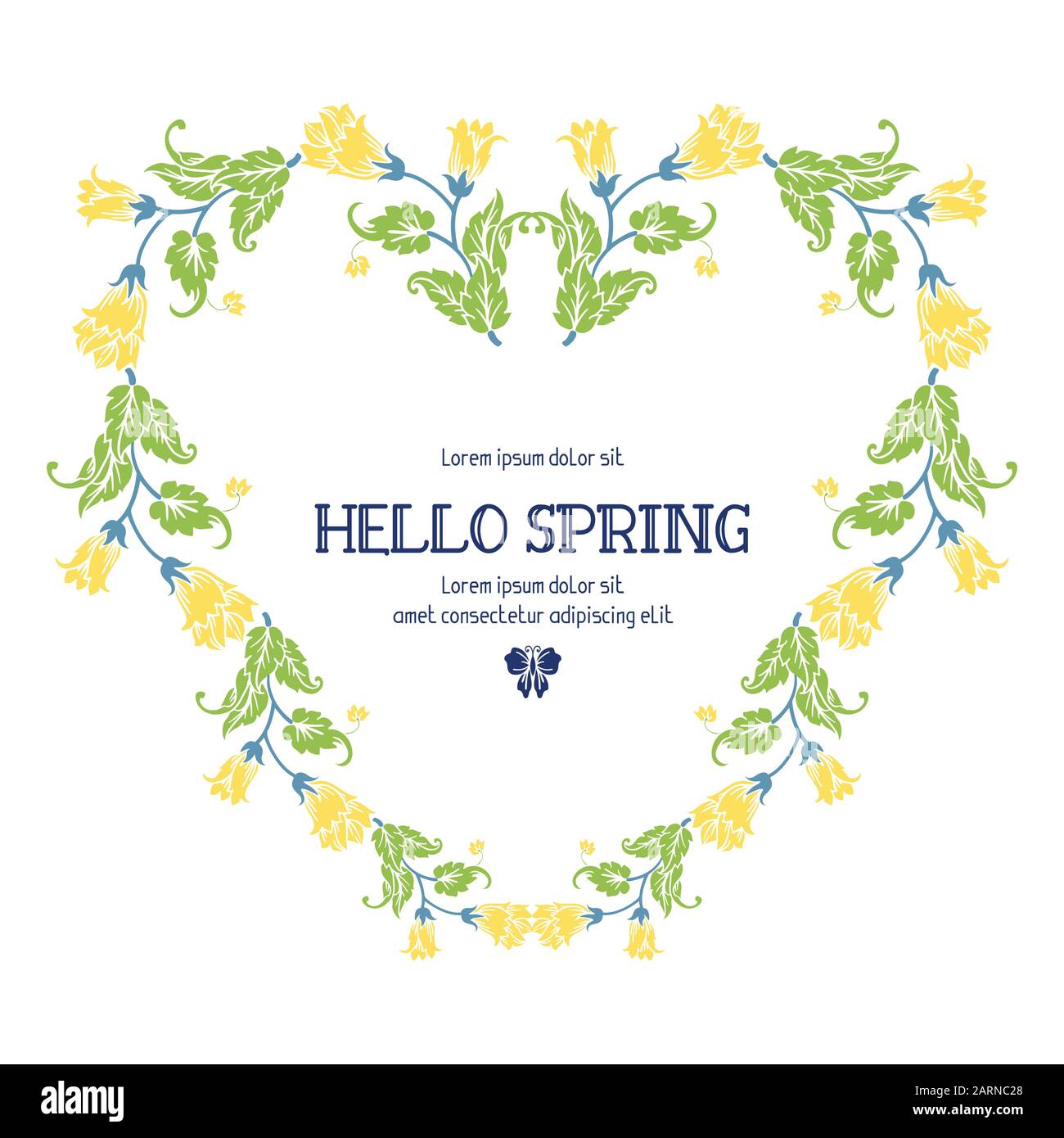 Leaf Ornament and yellow floral frame, for hello spring poster ...
