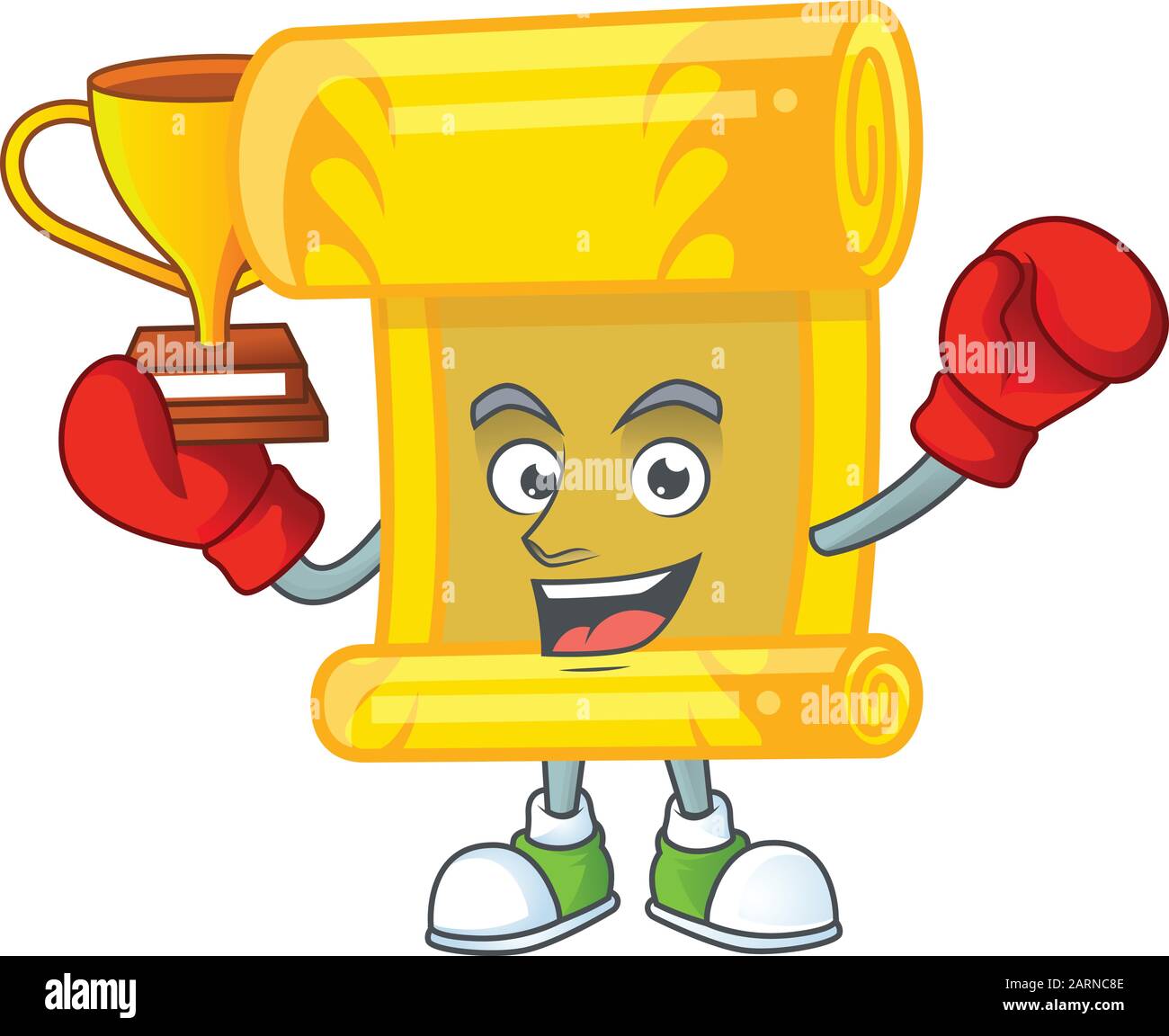fantastic Boxing winner of chinese gold scroll in mascot cartoon style ...
