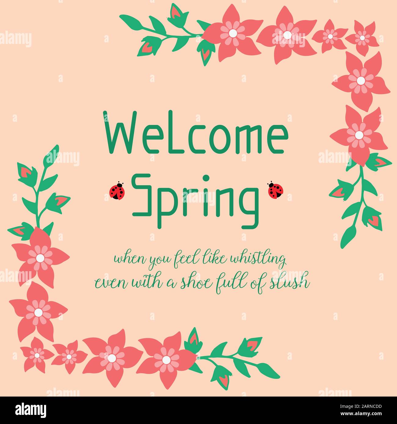 The unique pattern leaf and floral frame design, for welcome spring ...