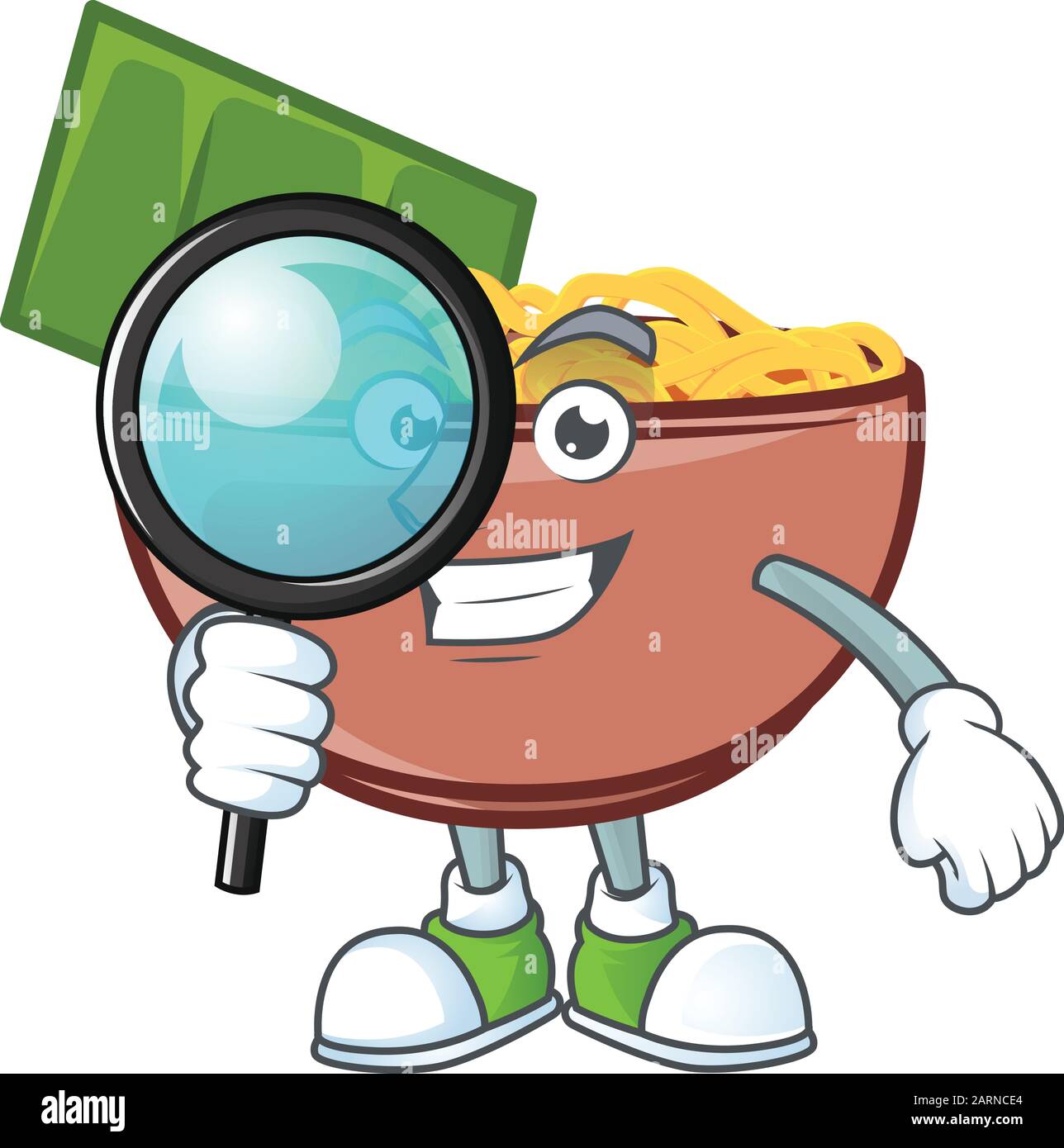 Smart One eye bowl of noodle Detective character style Stock Vector ...