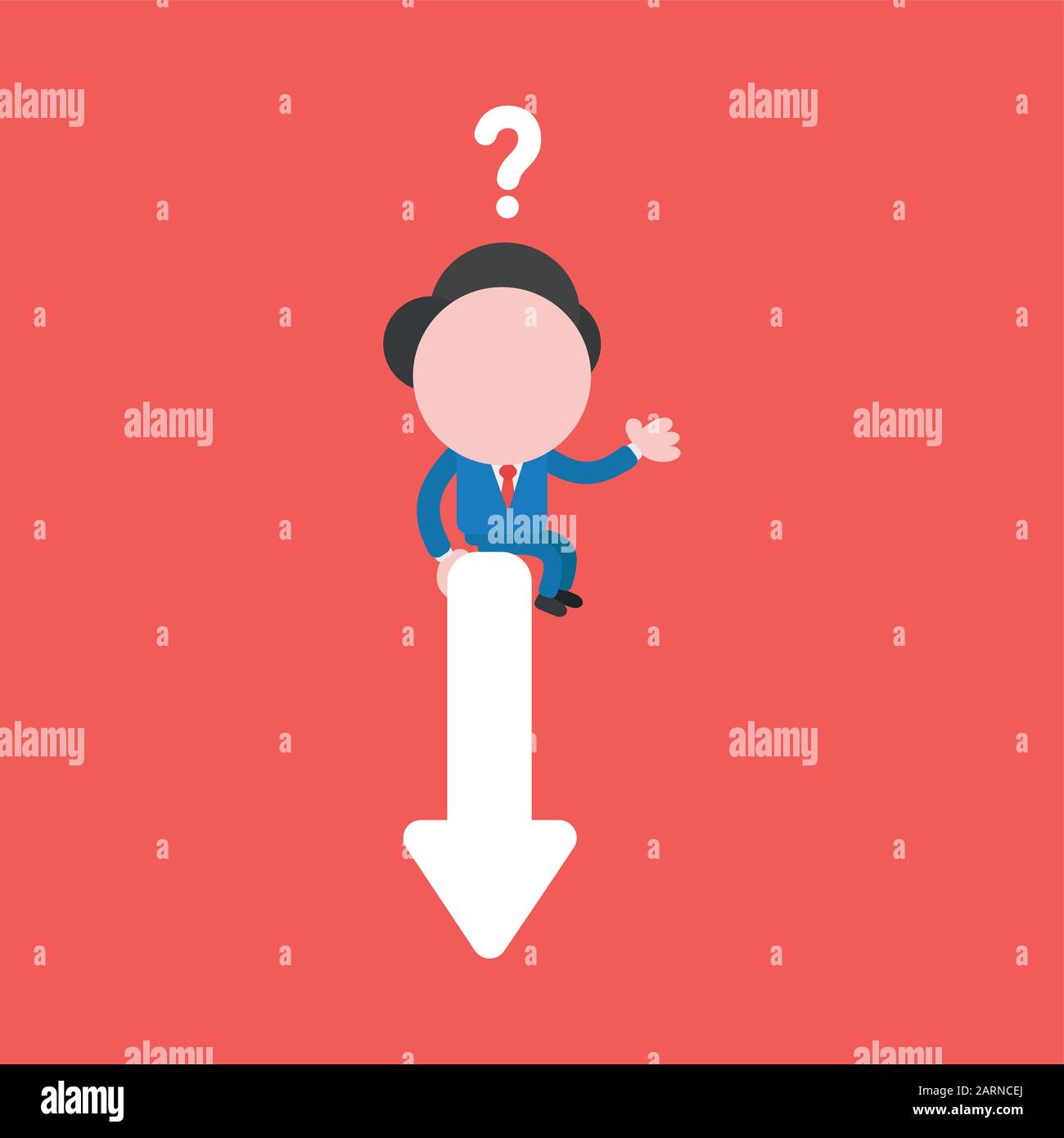 Vector cartoon illustration concept of confused faceless businessman ...