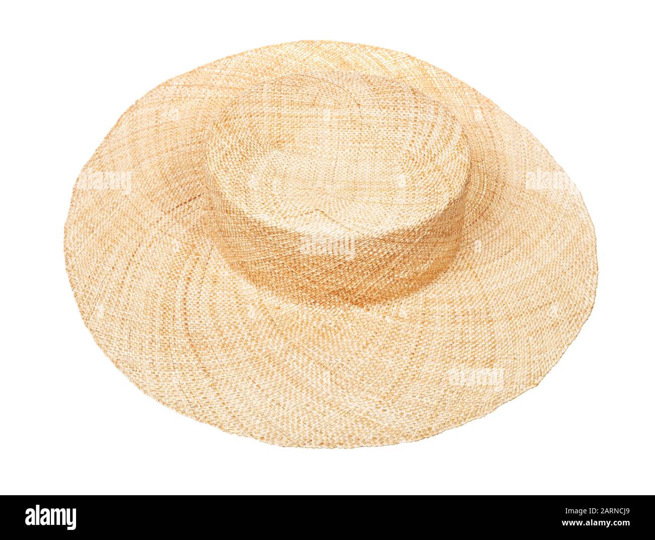 wide brimmed straw hat isolated on white background Stock Photo - Alamy
