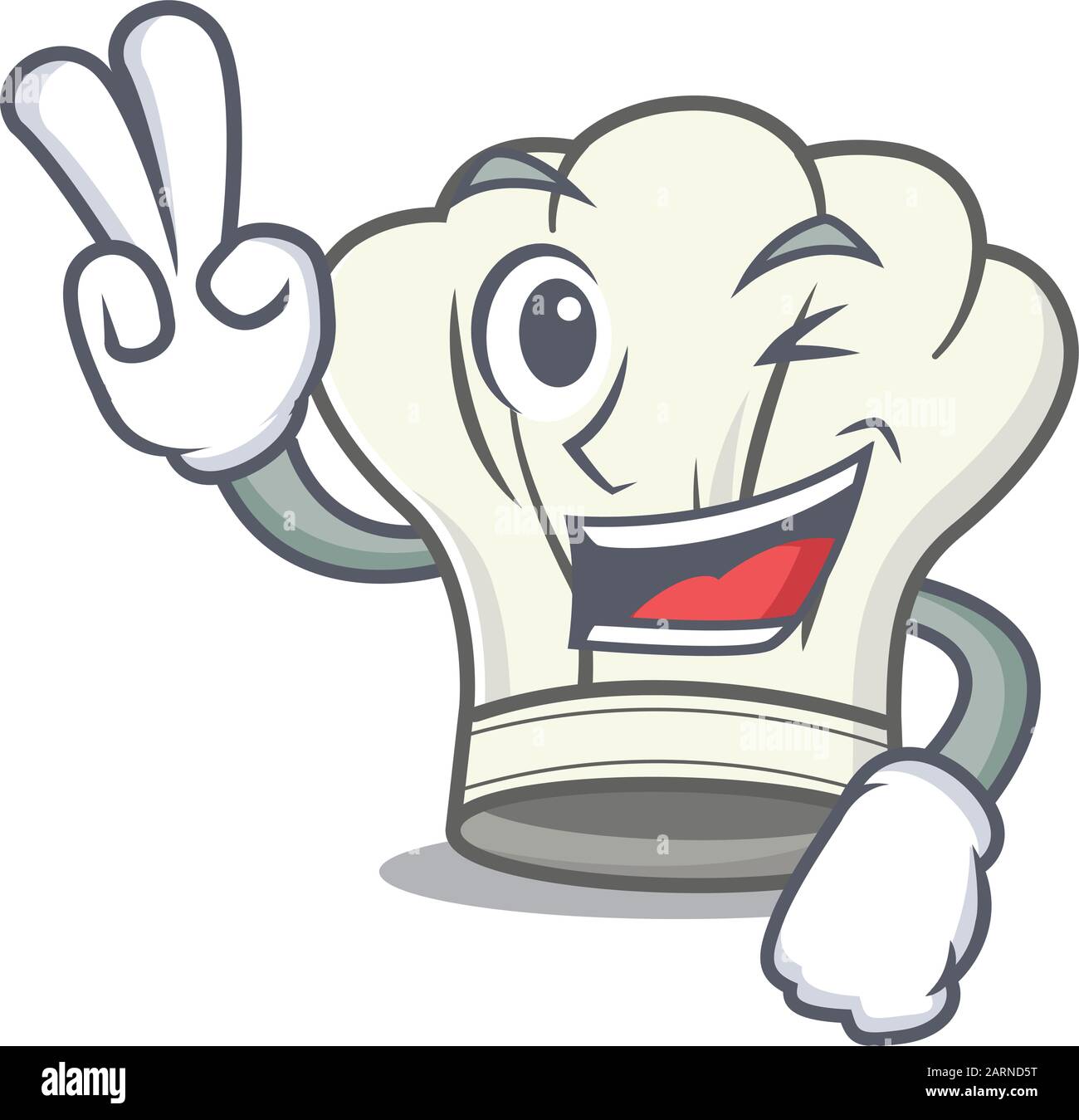 Smiley mascot of cook hat cartoon Character with two fingers Stock ...