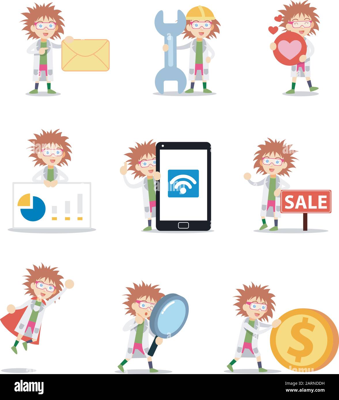 Cartoon scientist professor wearing lab hi-res stock photography and ...