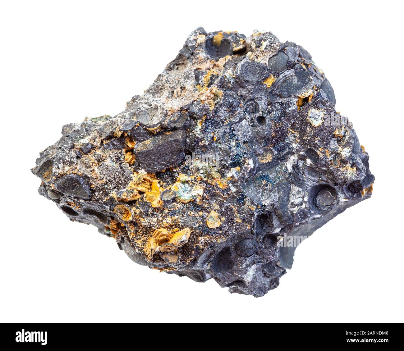 closeup of sample of natural mineral from geological collection - iron ...