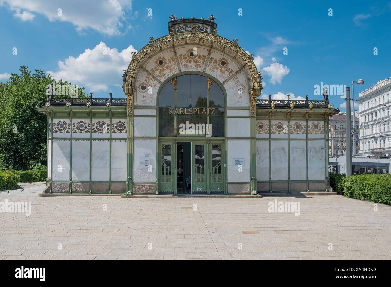 Vienna, Austria - June 4, 2019; Karlsplatz station with Jugendstil ...