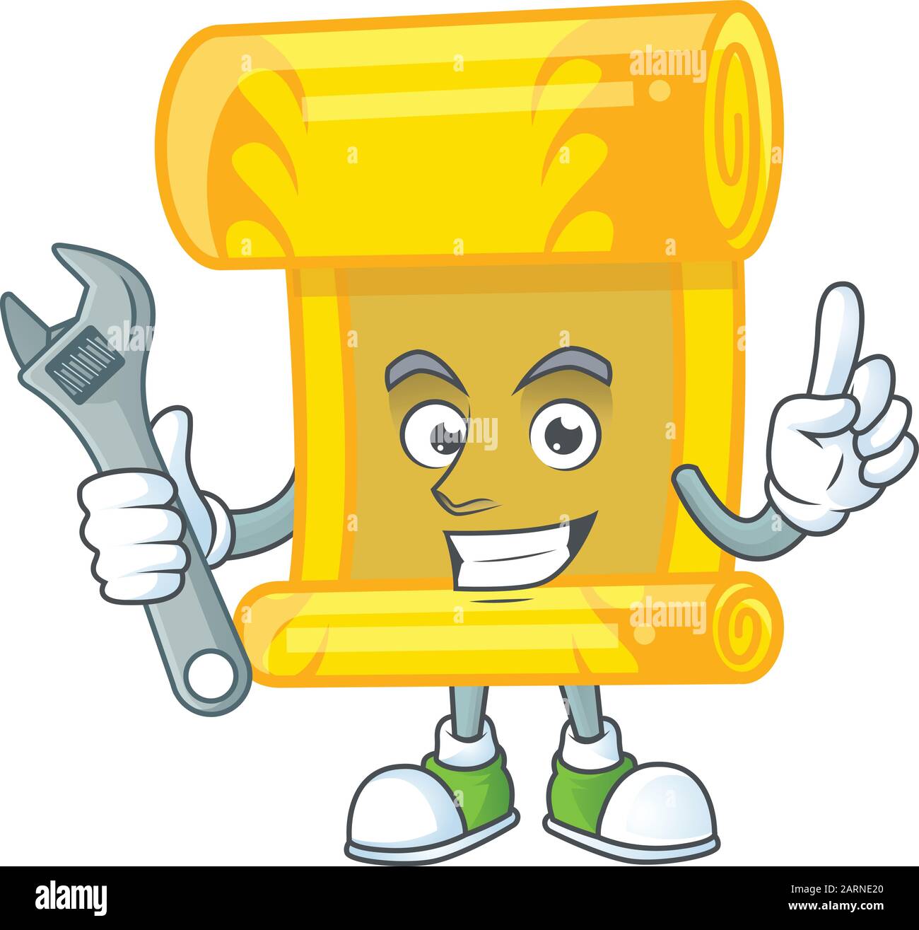 Smart Mechanic chinese gold scroll cartoon character design Stock ...