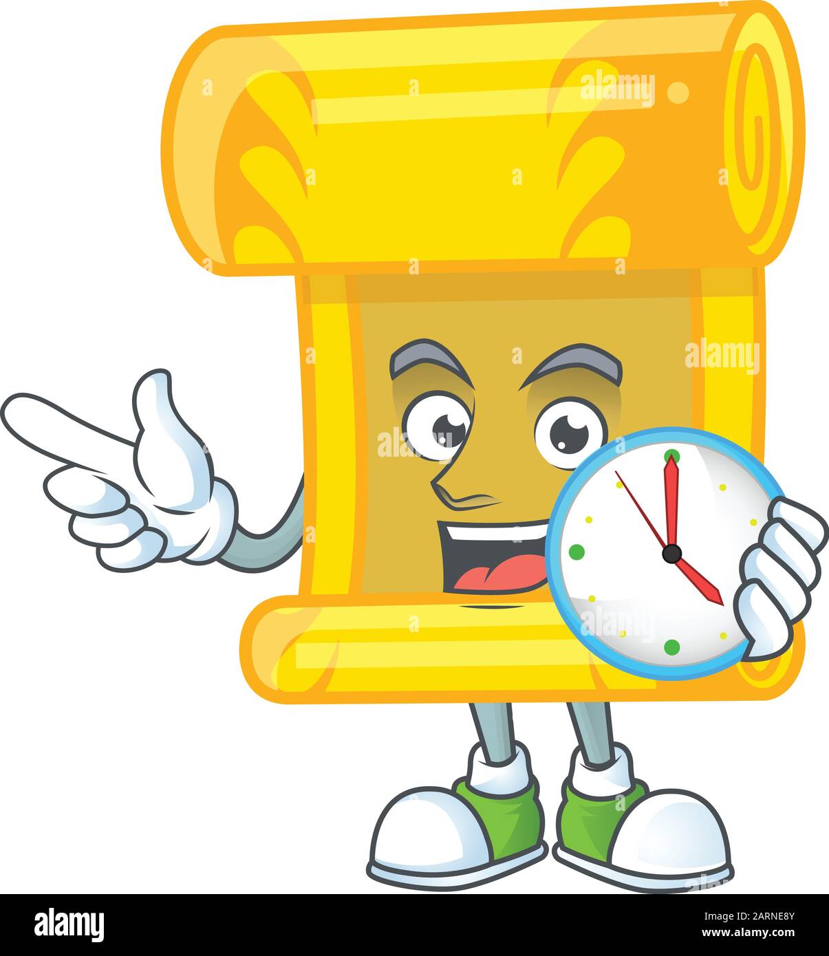 cartoon character style chinese gold scroll having clock Stock Vector ...