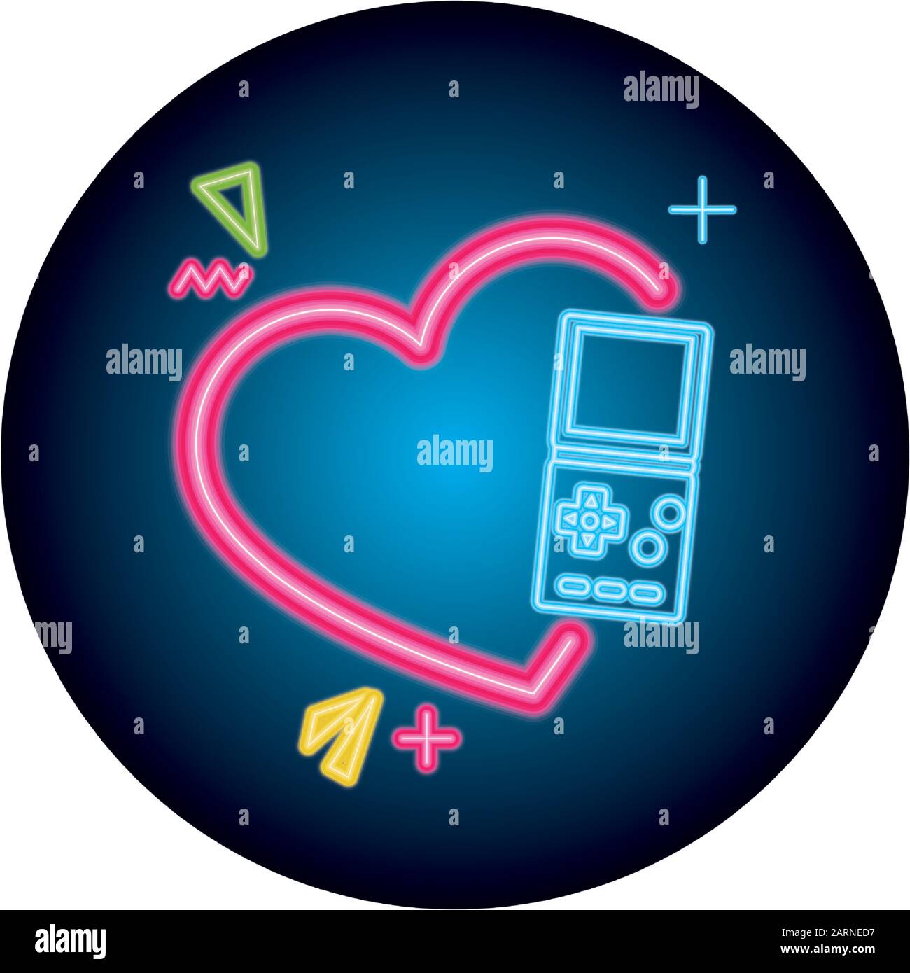 video game handle nineties style neon light Stock Vector Image & Art ...