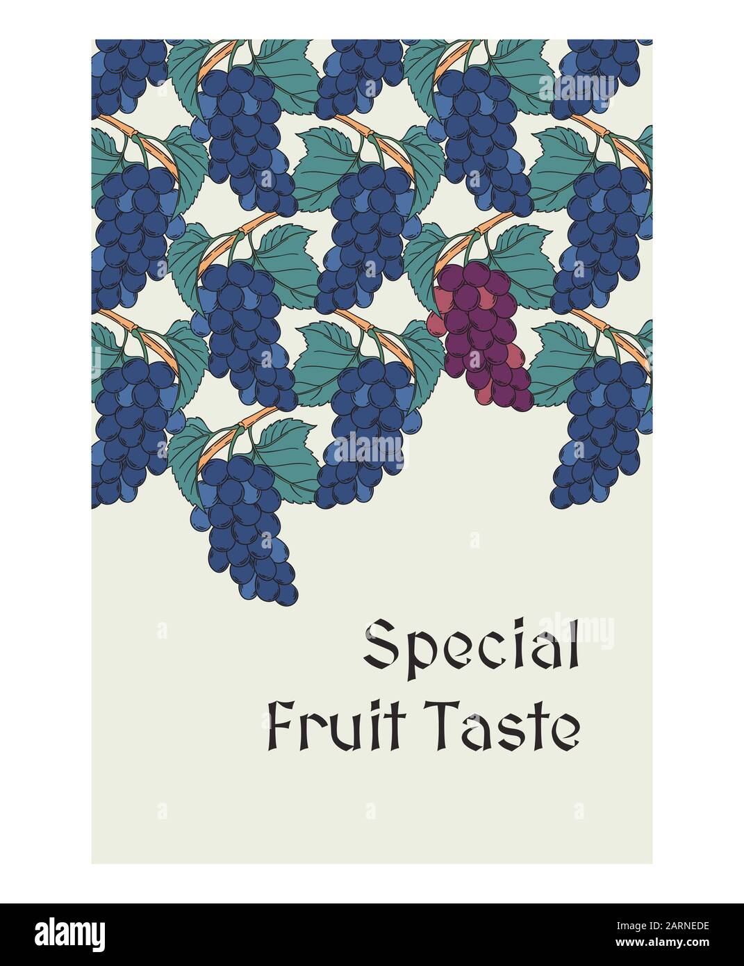 Art-nouveau blue muscat grapes background template for menu, cover ...