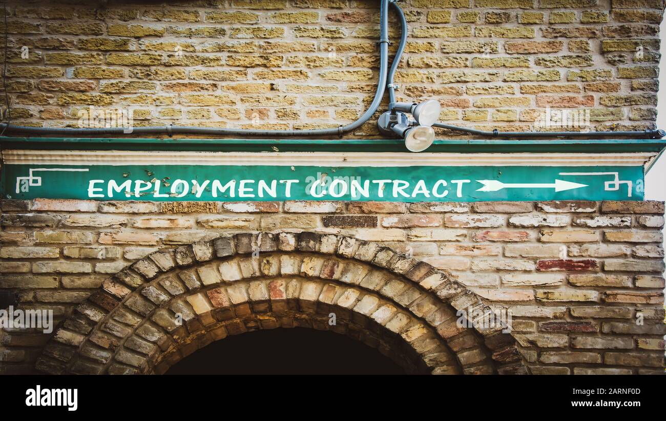 Street Sign the Direction Way to EMPLOYMENT CONTRACT Stock Photo - Alamy