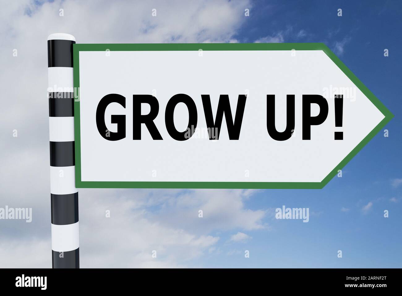 3D illustration of GROW UP! script on road sign Stock Photo - Alamy