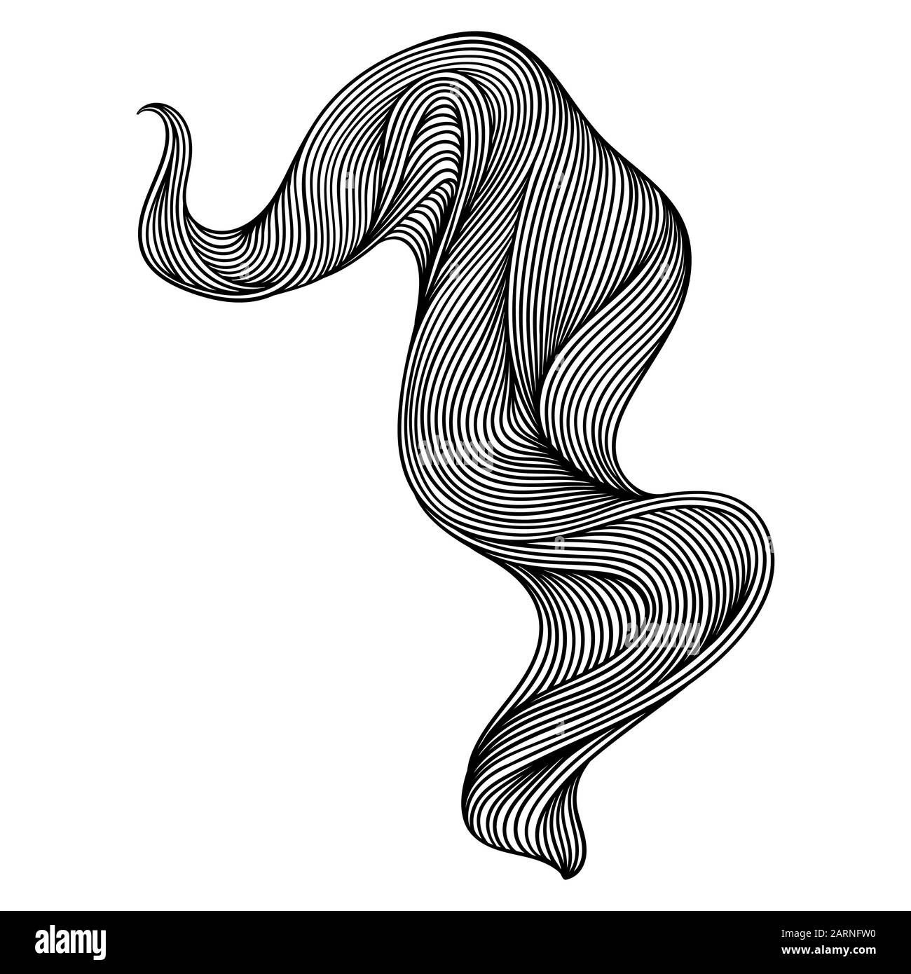 Wave line curl. Monochrome stripes black and white texture Stock Vector ...
