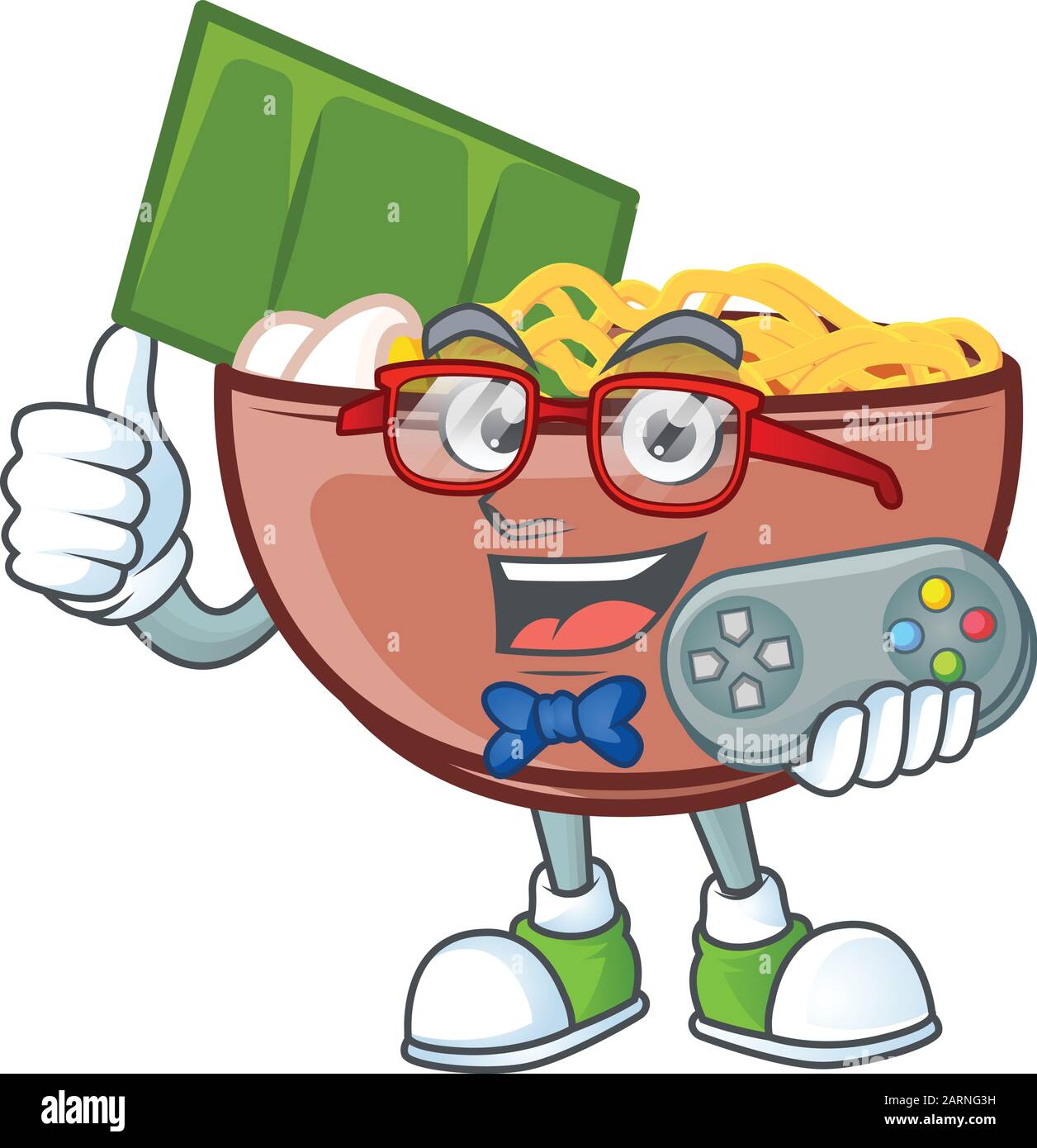 Smiley gamer bowl of noodle cartoon mascot style Stock Vector Image ...