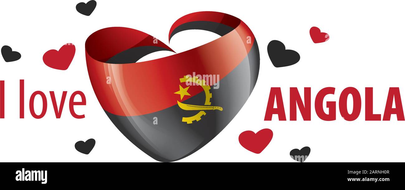 National flag of the Angola in the shape of a heart and the inscription ...