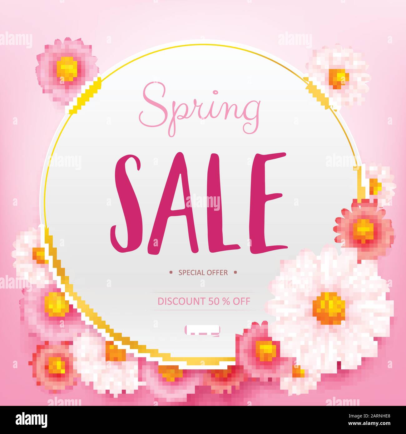 Spring sale text paper background with beautiful colorful flowers ...
