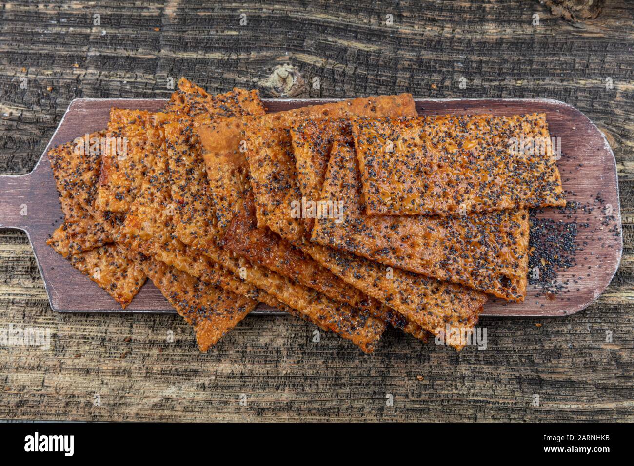 Homemade healthy Crispy crackers with poppy. Healthy food concept ...