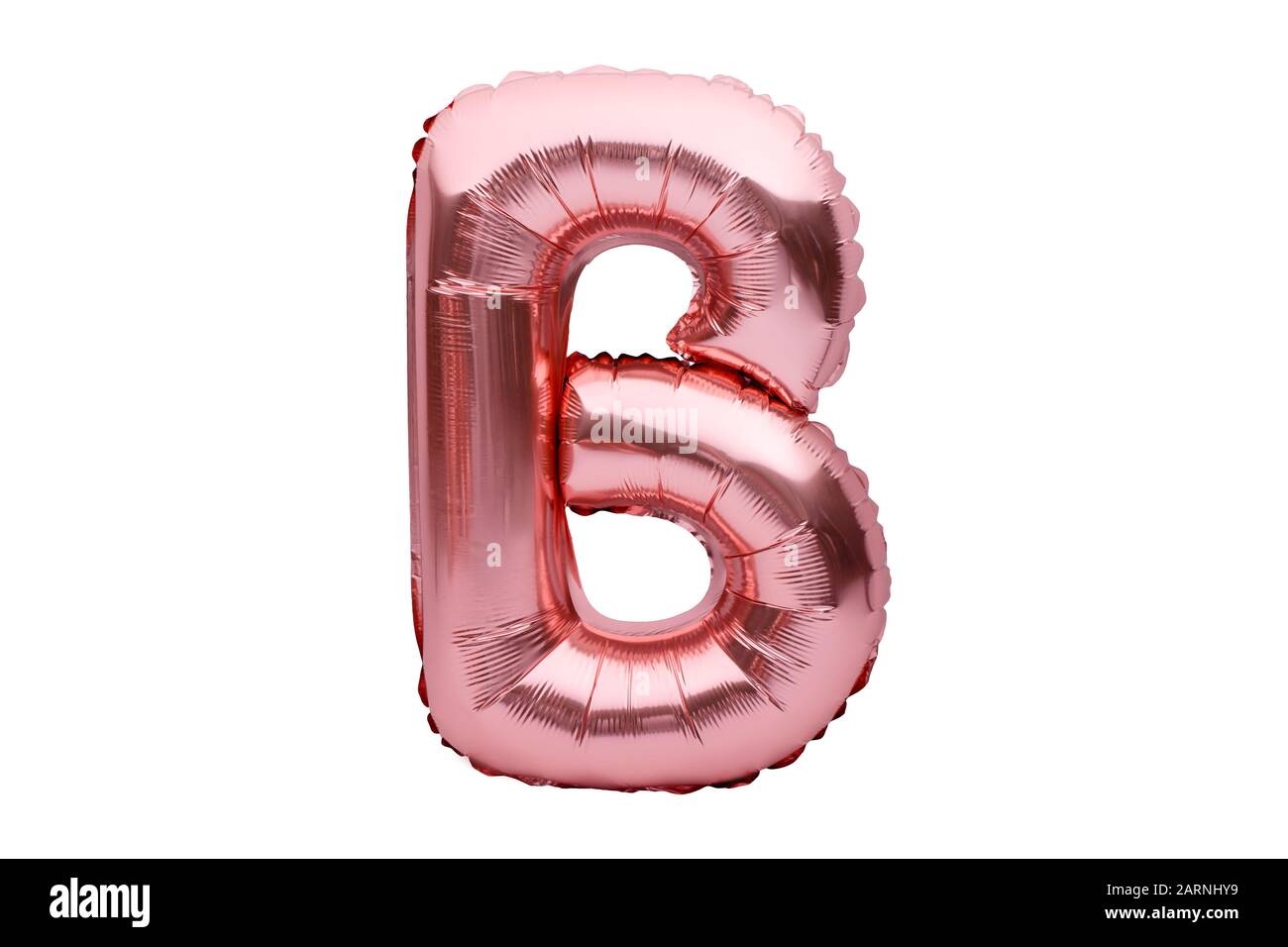 Letter B made of rose golden inflatable helium balloon isolated on ...