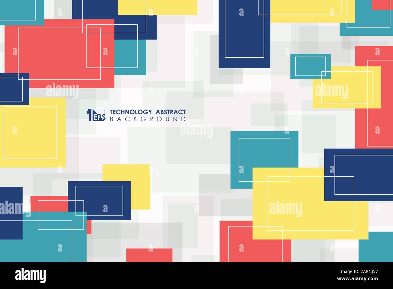 Abstract vivid colorful square pattern design of tech decorative with ...