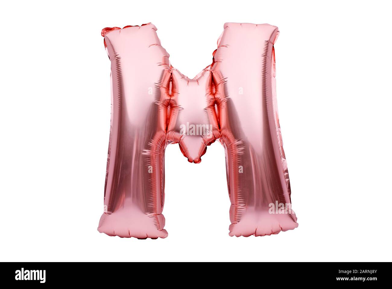 Letter M made of rose golden inflatable helium balloon isolated on ...