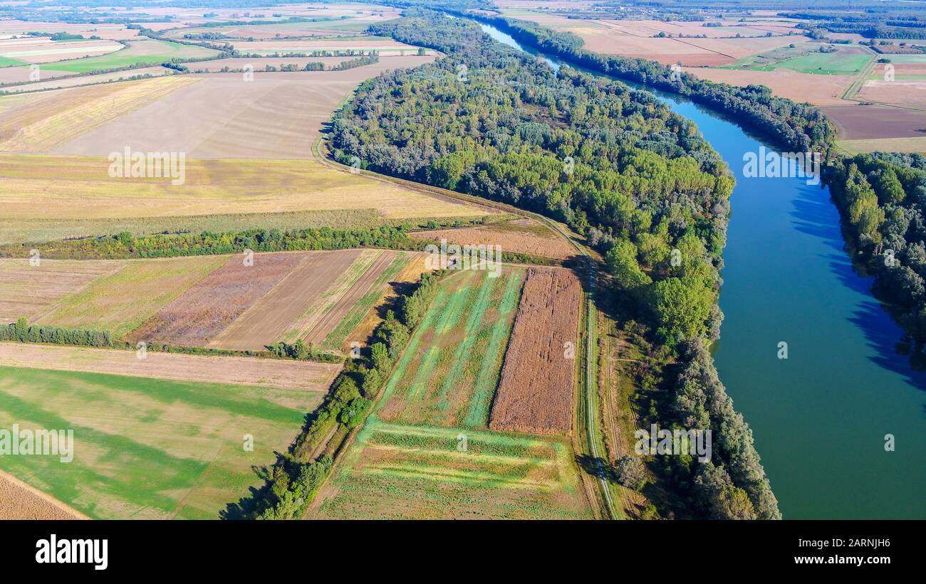 Aerial photo of the Drava River Stock Photo - Alamy