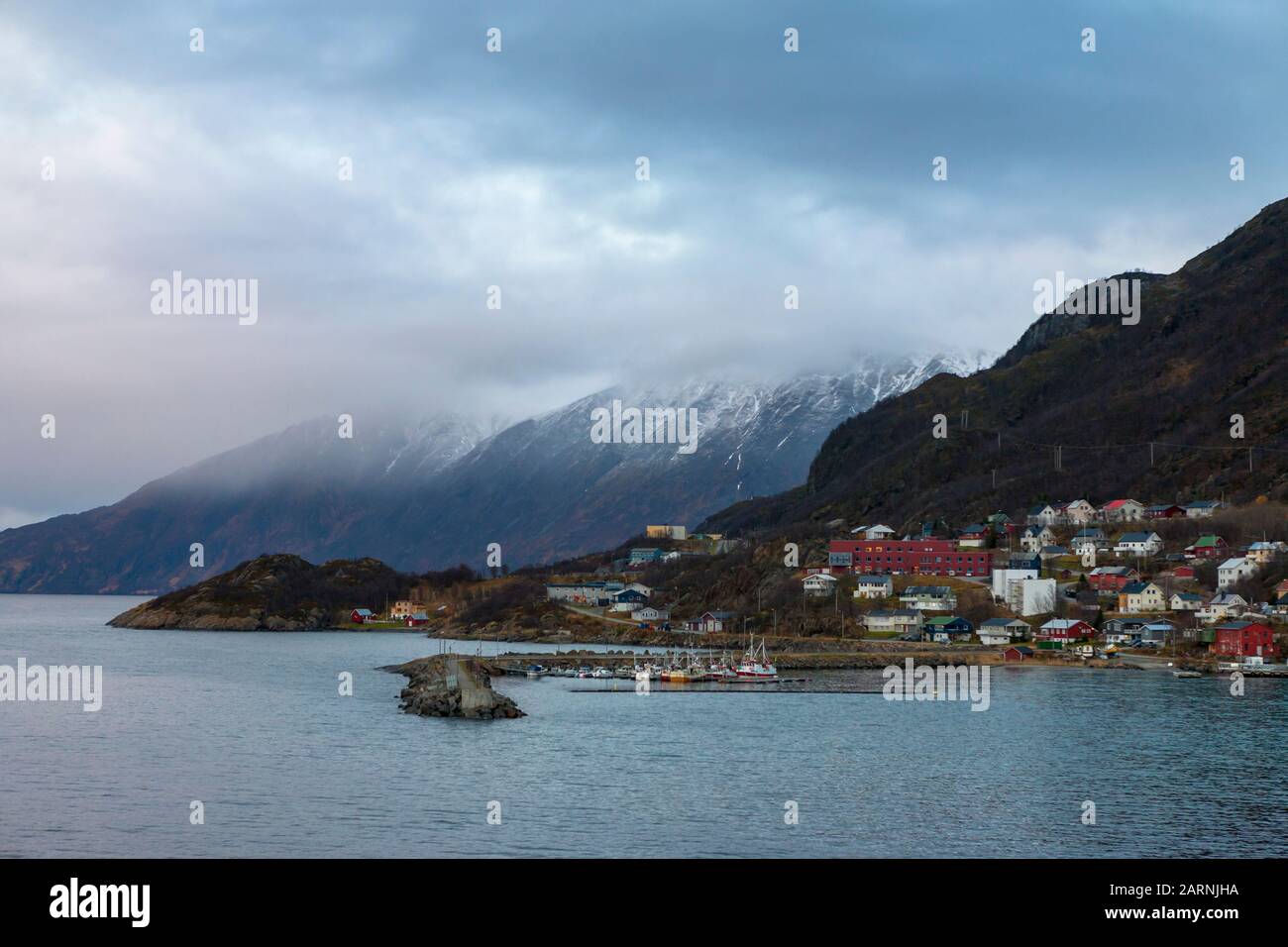 The remote fishing village of Øksfjord, Loppa Municipality, Vest ...