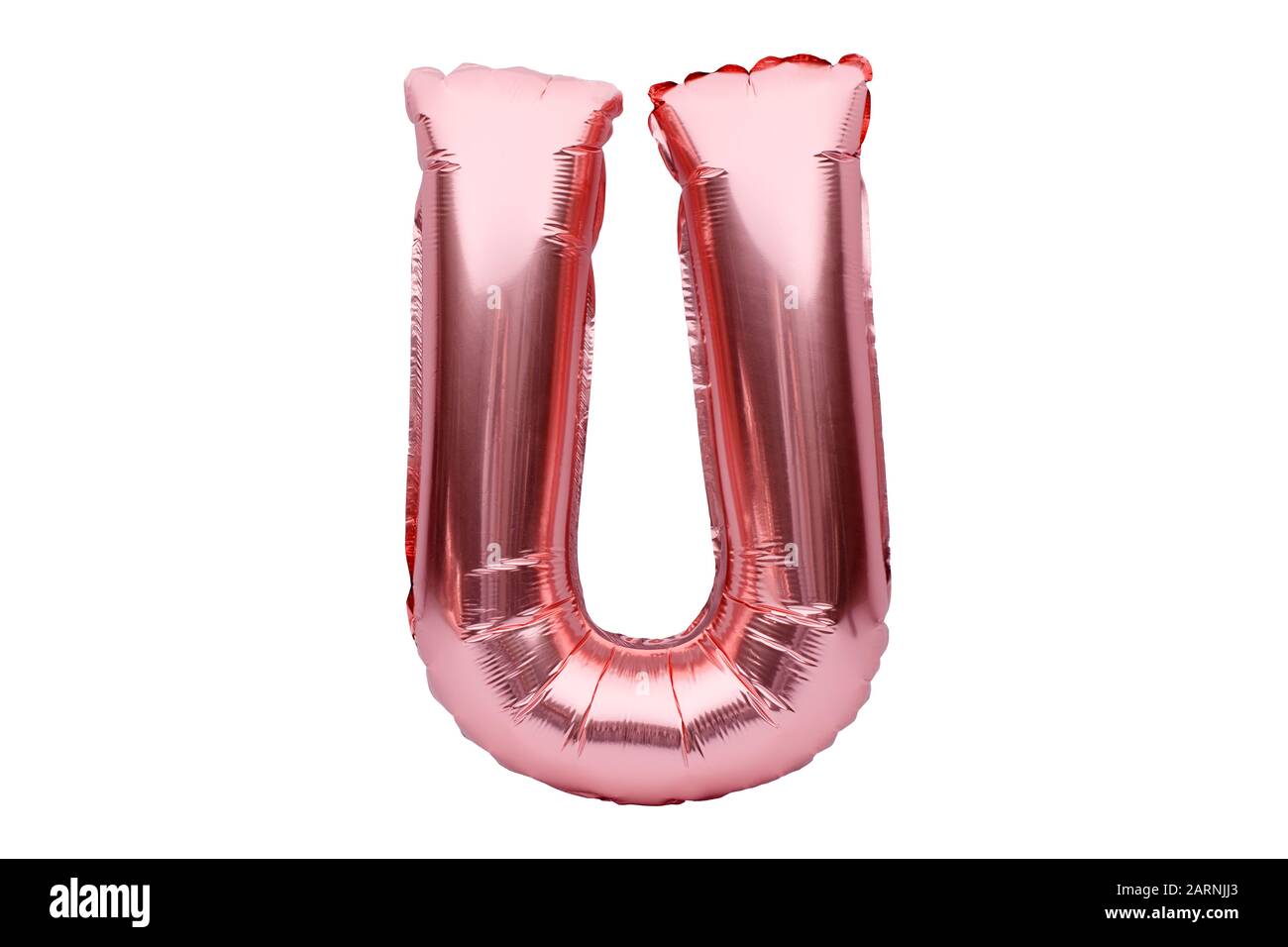 Letter U made of rose golden inflatable helium balloon isolated on ...