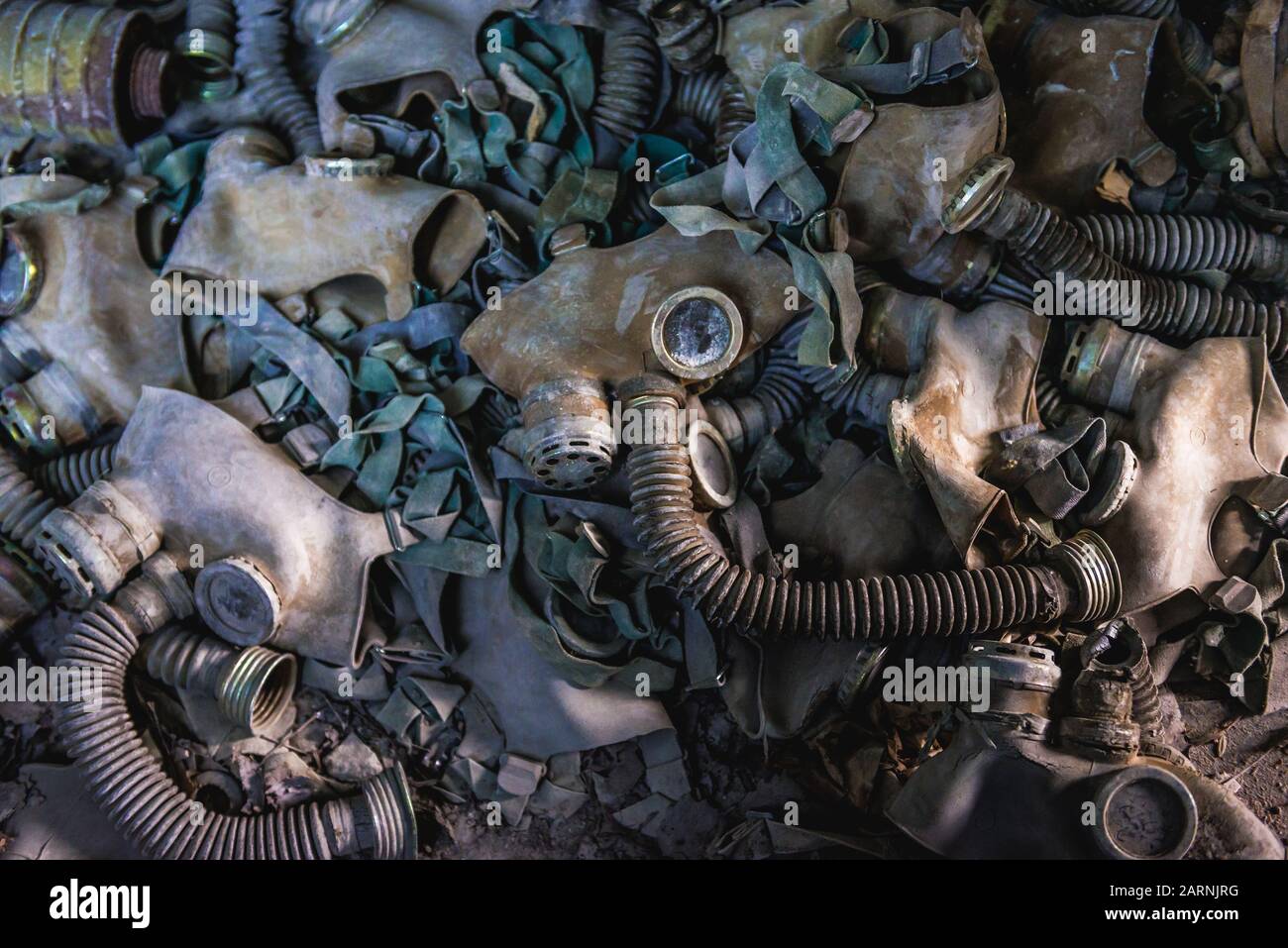 Old gas masks in High school No 3 in Pripyat ghost city of Chernobyl ...