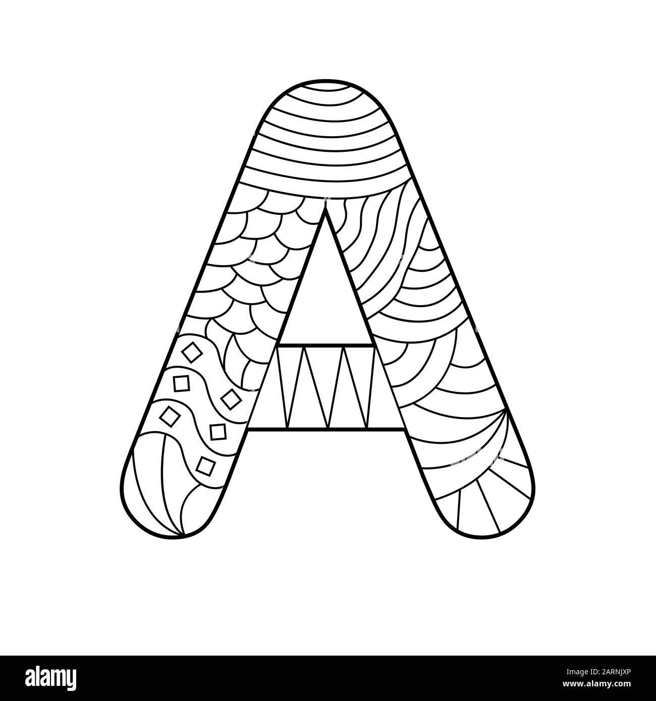Empty outline of the letter A for coloring with paints, pencils or ...