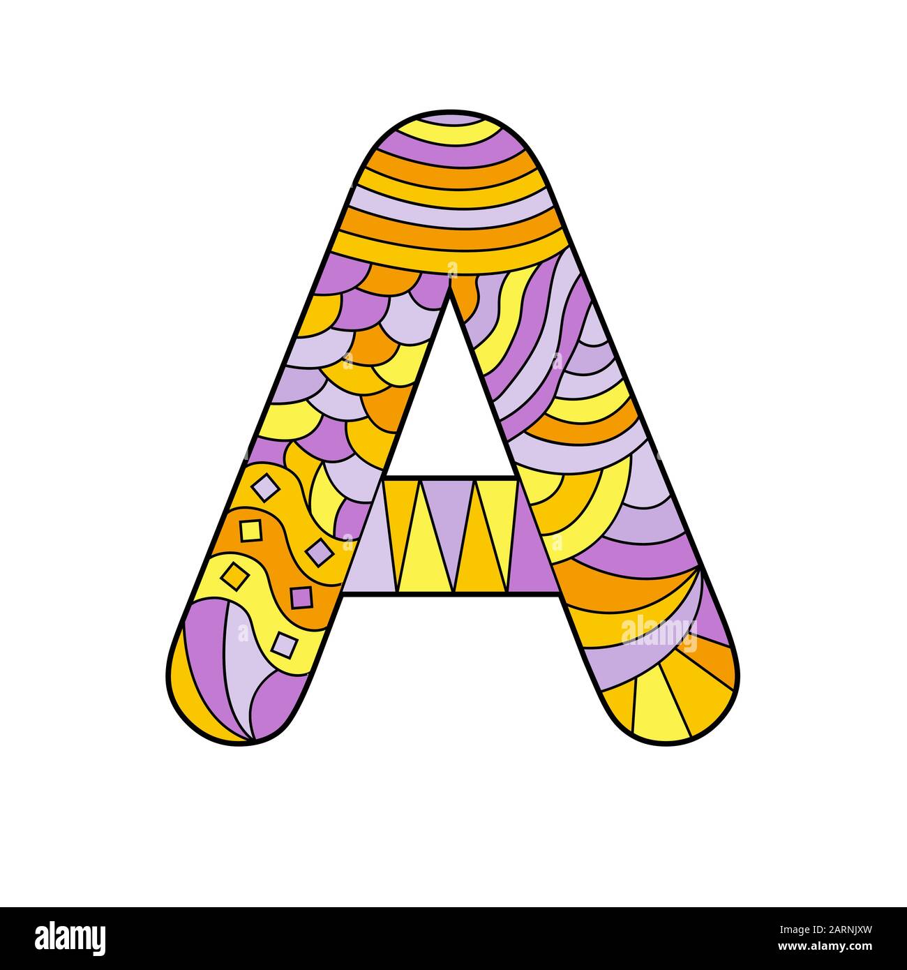 Filled color outline of the letter A for training and education. For ...