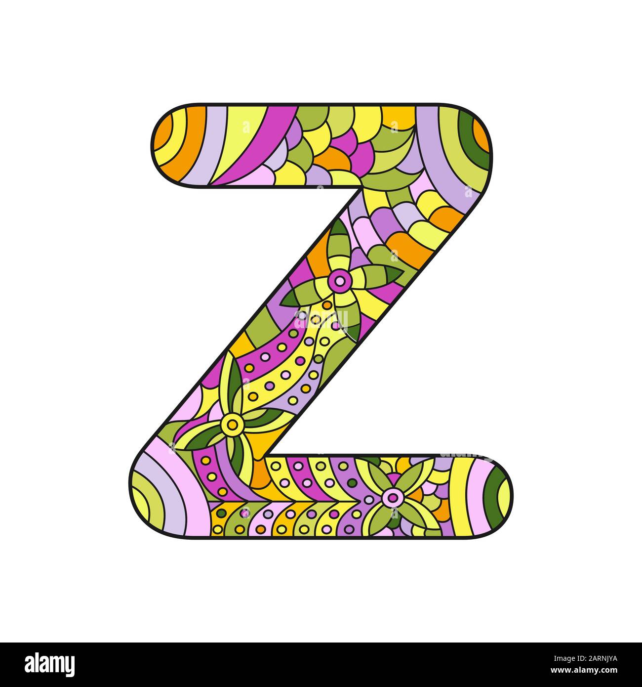 Filled color outline of the letter Z for learning and education. For ...