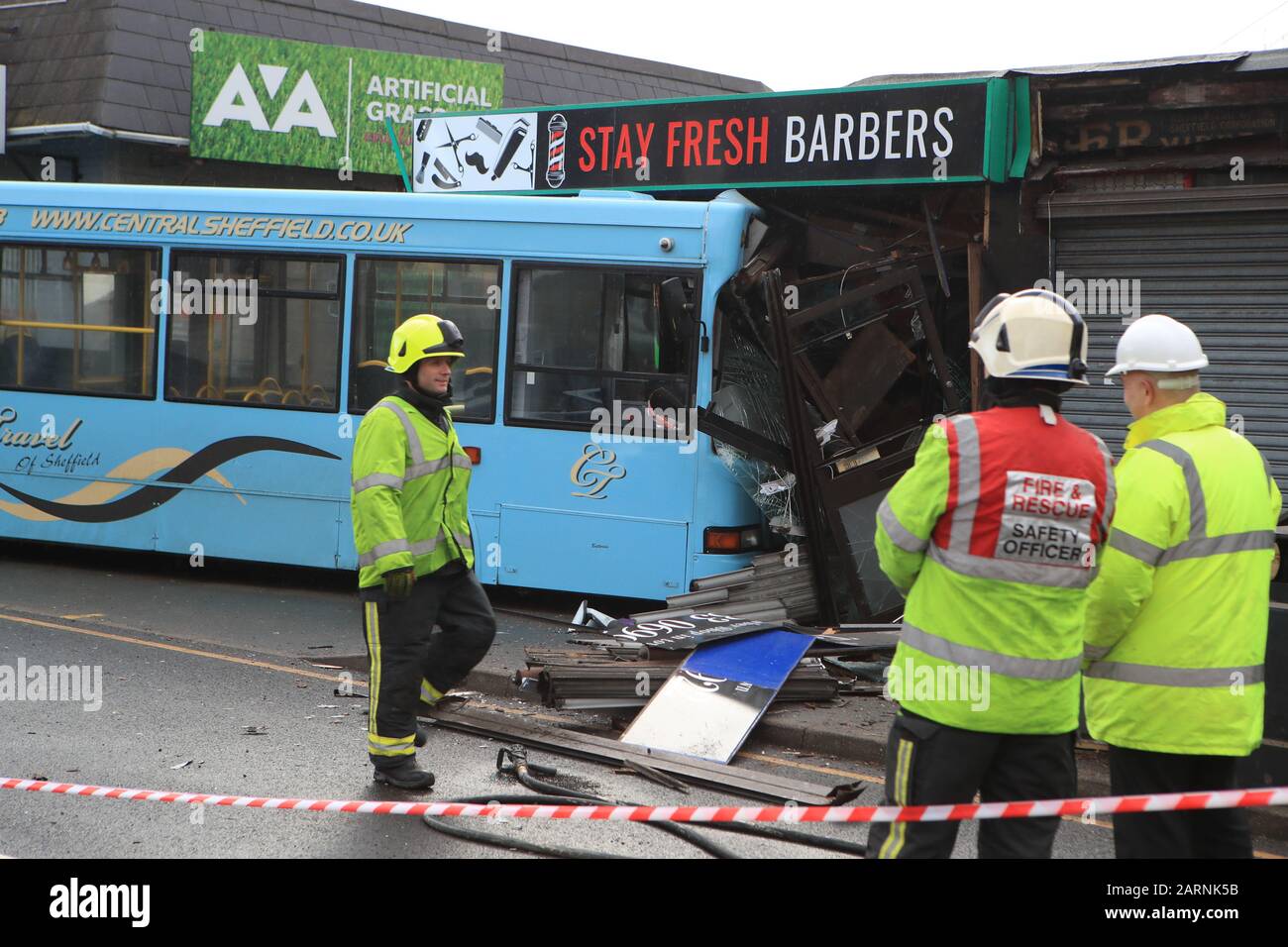The scene in Handsworth Road, Sheffield, where a school bus crashed ...