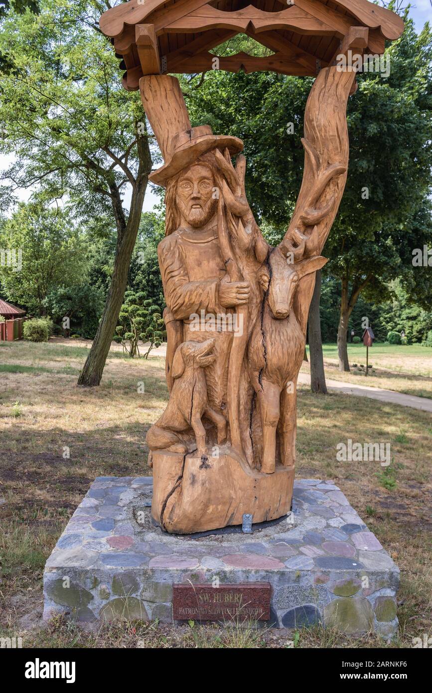 Sculpture of Saint Hubertus, patron saint of hunters in Lubasz in ...