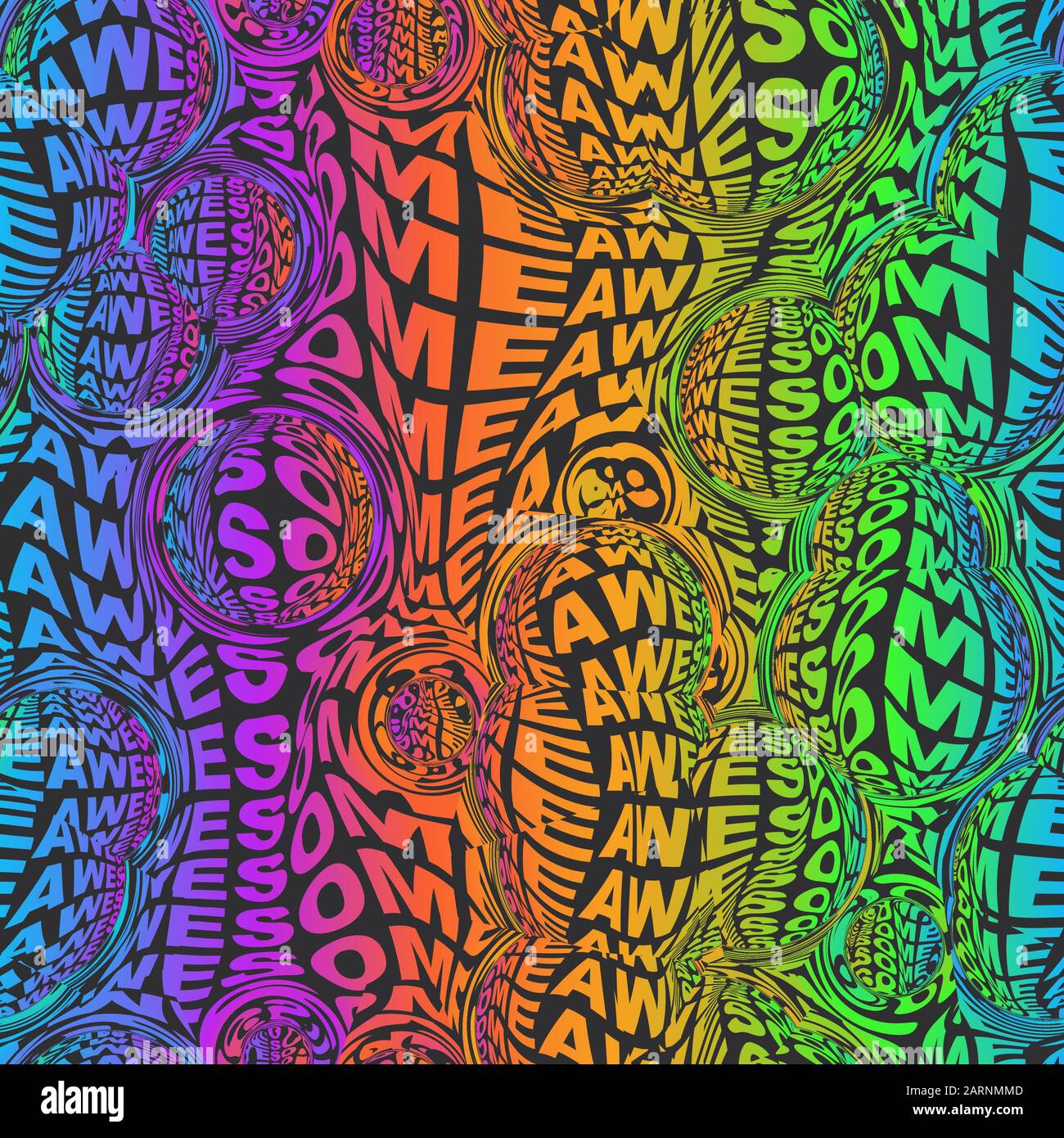 Warped words wavy rainbow type seamless pattern Stock Photo - Alamy