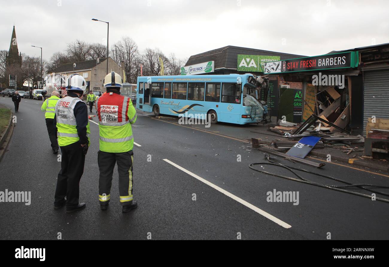 The scene in Handsworth Road, Sheffield, where a school bus crashed ...