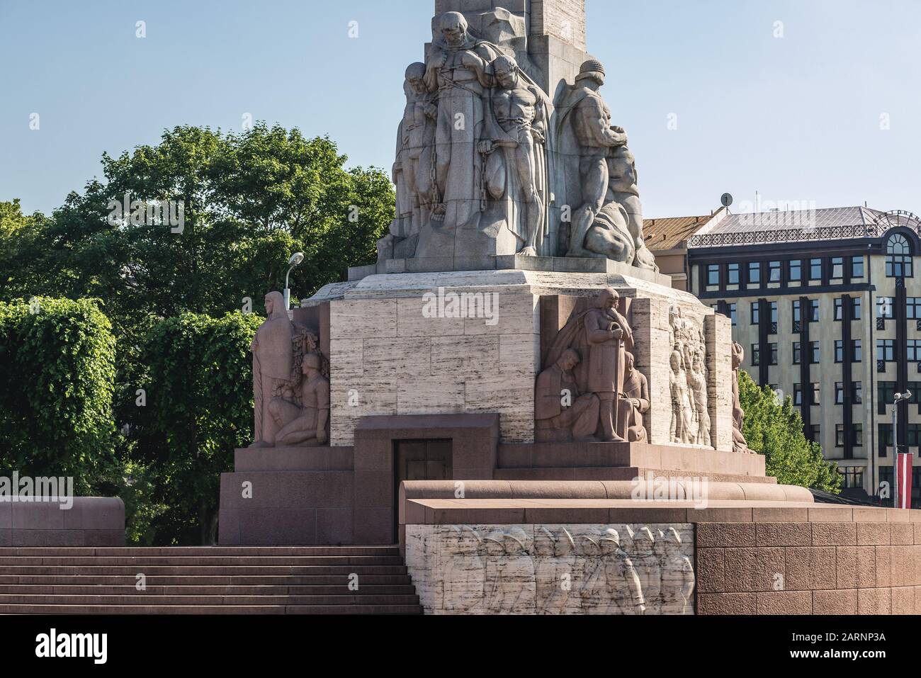 Statues on freedom monument riga hi-res stock photography and images ...