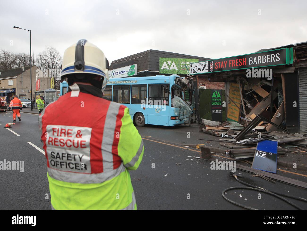The scene in Handsworth Road, Sheffield, where a school bus crashed ...