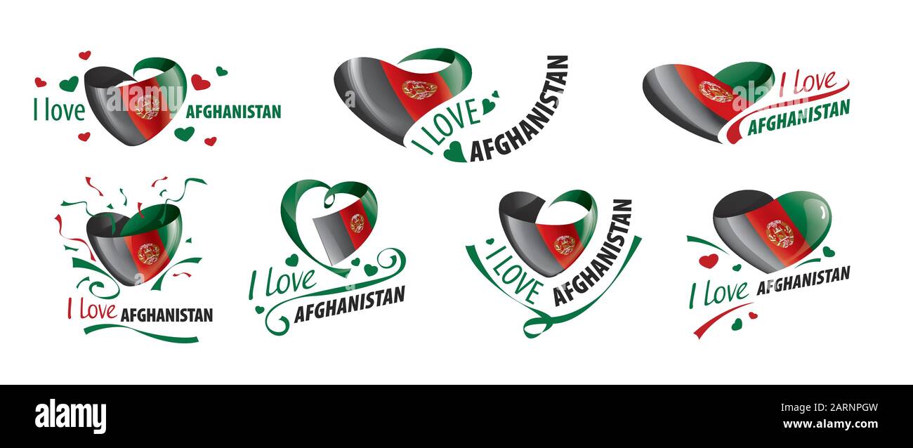 National flag of the Afghanistan in the shape of a heart and the ...