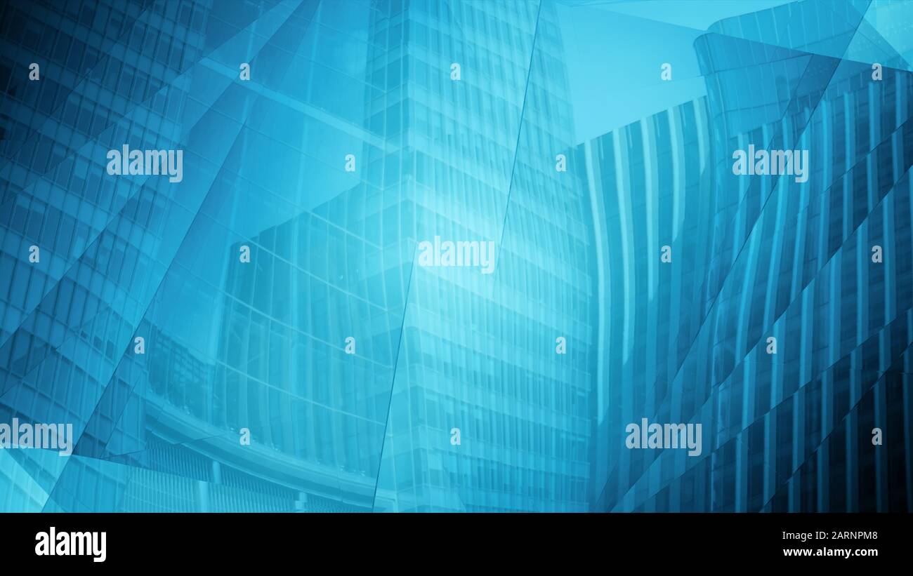 Connected building shapes office futuristic, displace title corporate ...