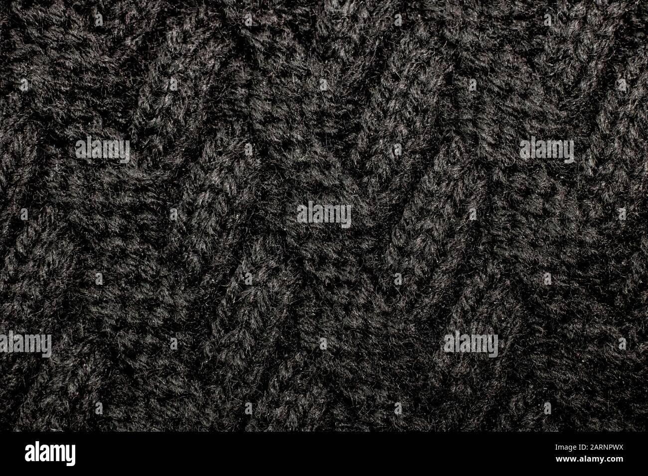 Pattern on black wool knitted fabric, texture or background Stock Photo ...